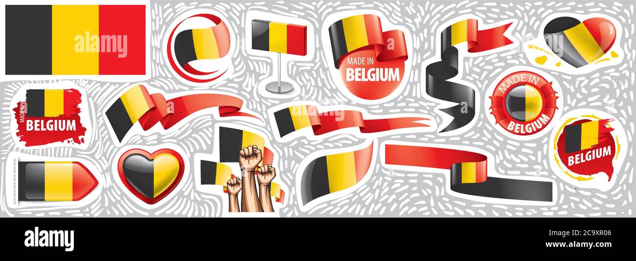 Vector set of the national flag of Belgium in various creative designs ...
