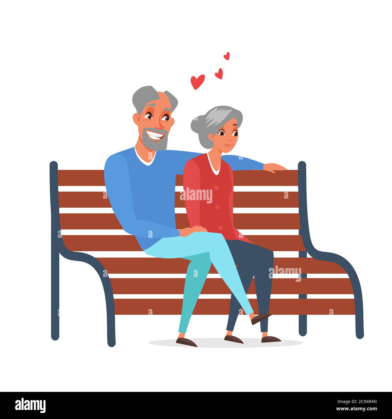 Loving elderly couple flat vector illustration isolated on white ...