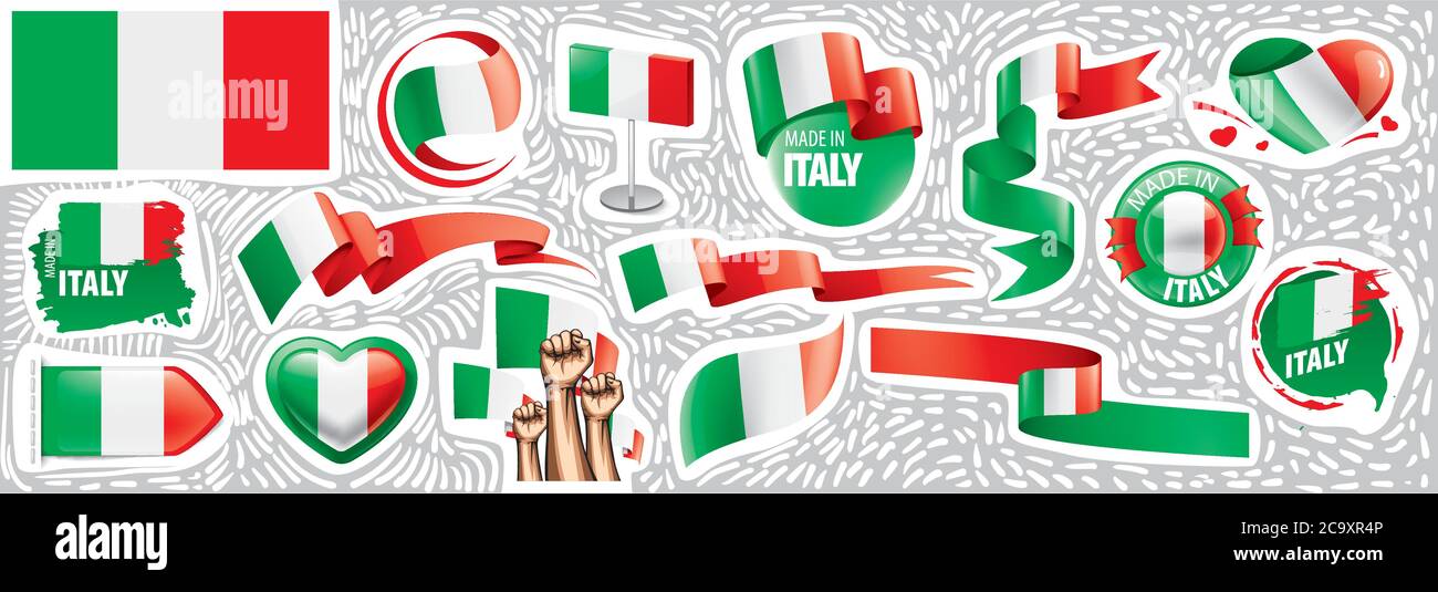 Vector set of the national flag of Italy in various creative designs ...