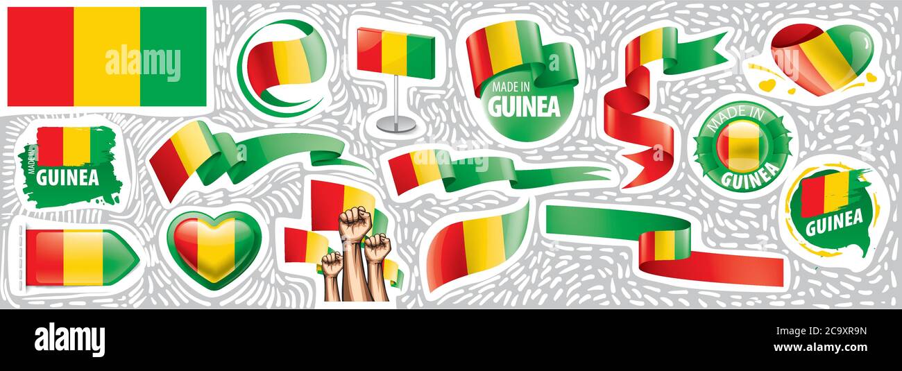Vector set of the national flag of Guinea in various creative designs ...
