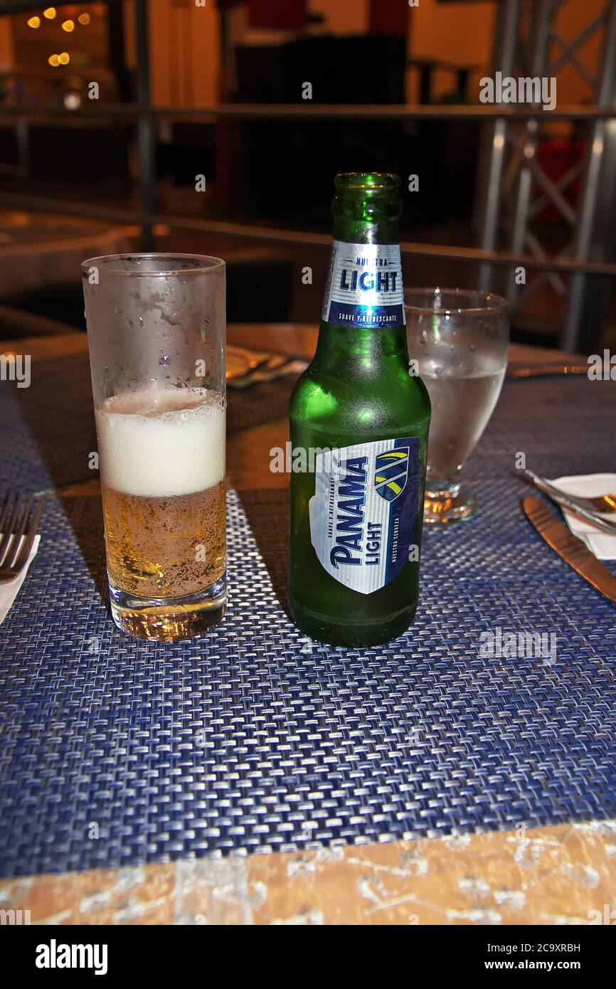 The local beer in the cafe of Panama city, Central America Stock Photo ...