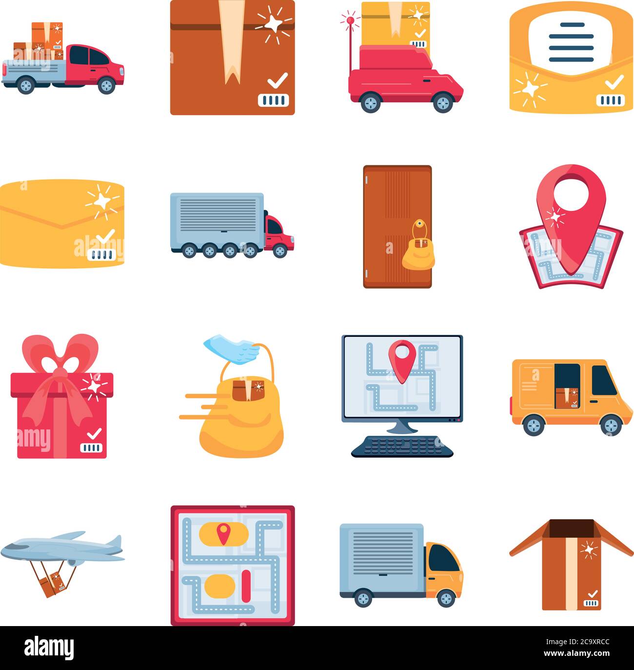 set of icons delivery and transportation goods vector illustration ...