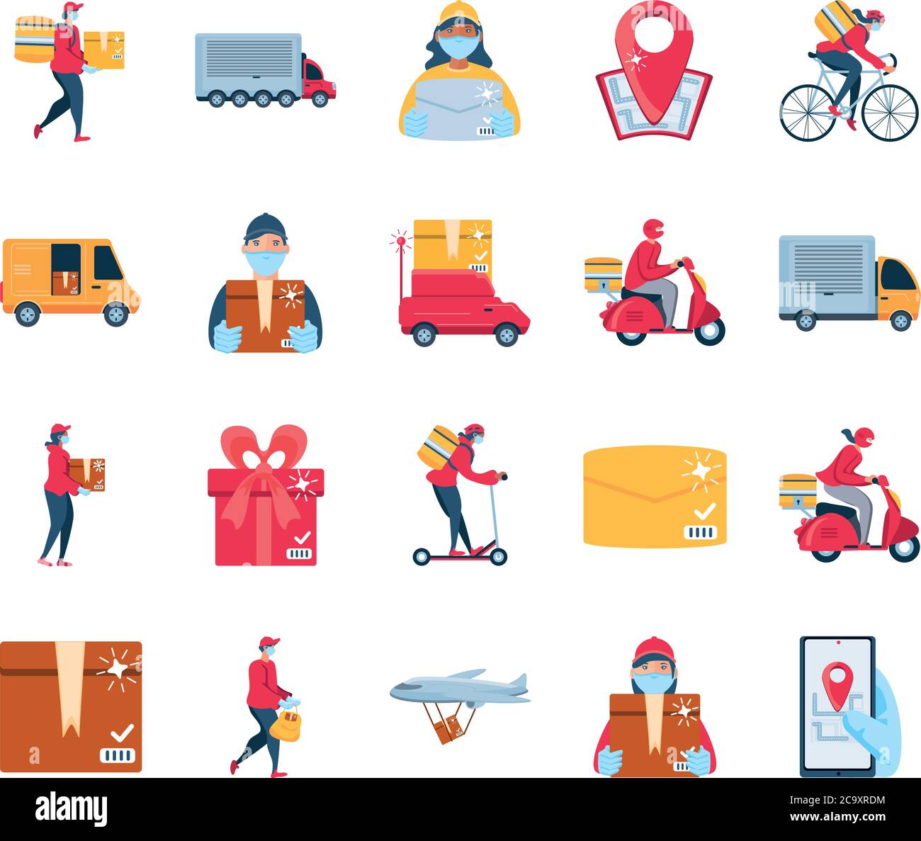 set of icons delivery and transportation goods vector illustration ...