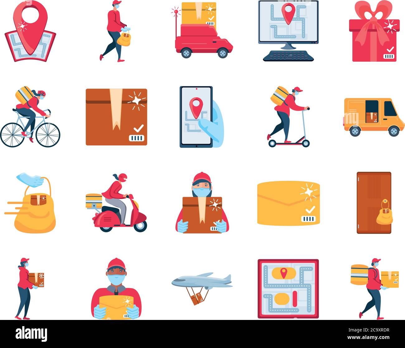set of icons delivery and transportation goods vector illustration ...