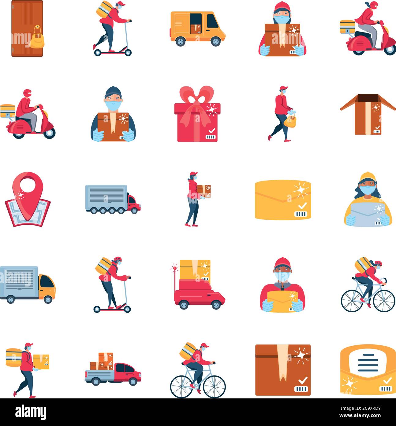 set of icons delivery and transportation goods vector illustration ...