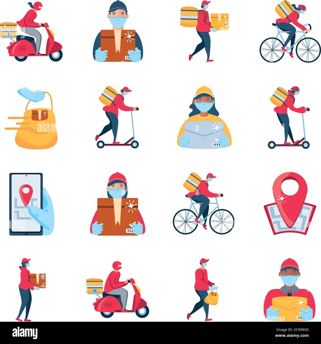 set of icons delivery and transportation goods vector illustration ...