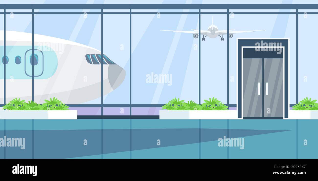 Airport terminal flat illustration. Vector design element Stock Vector ...