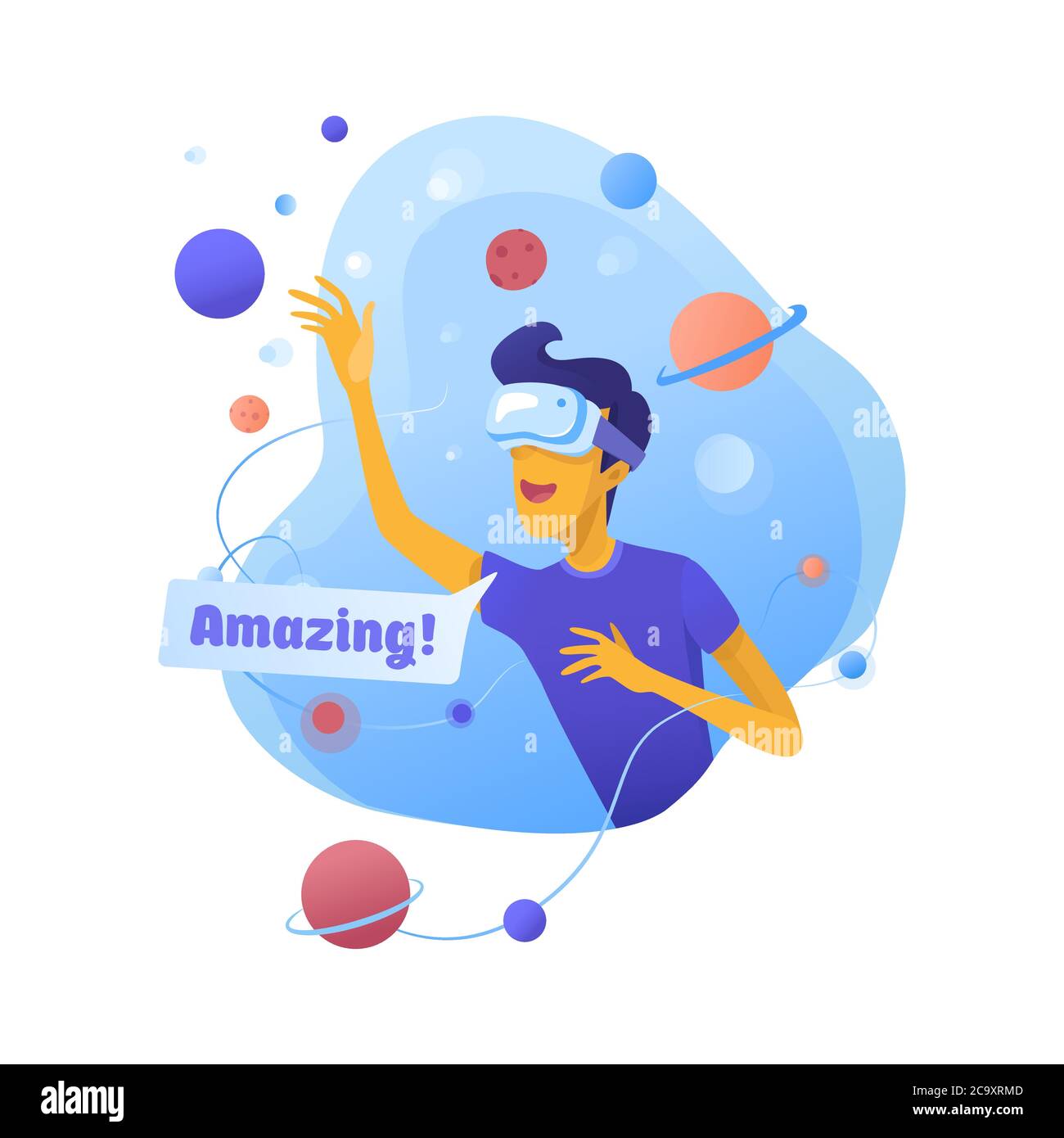 Boy in VR glasses cartoon vector illustration Stock Vector Image & Art ...