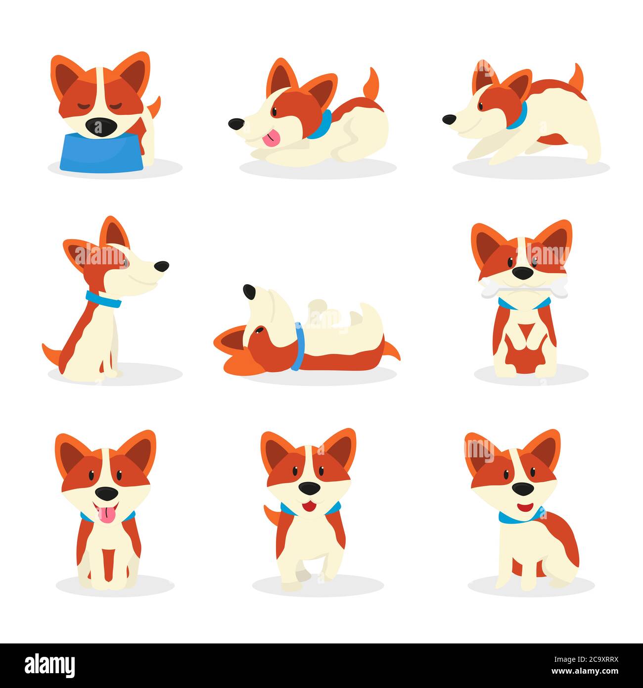 Cute corgi dogs color vector illustrations set Stock Vector Image & Art ...