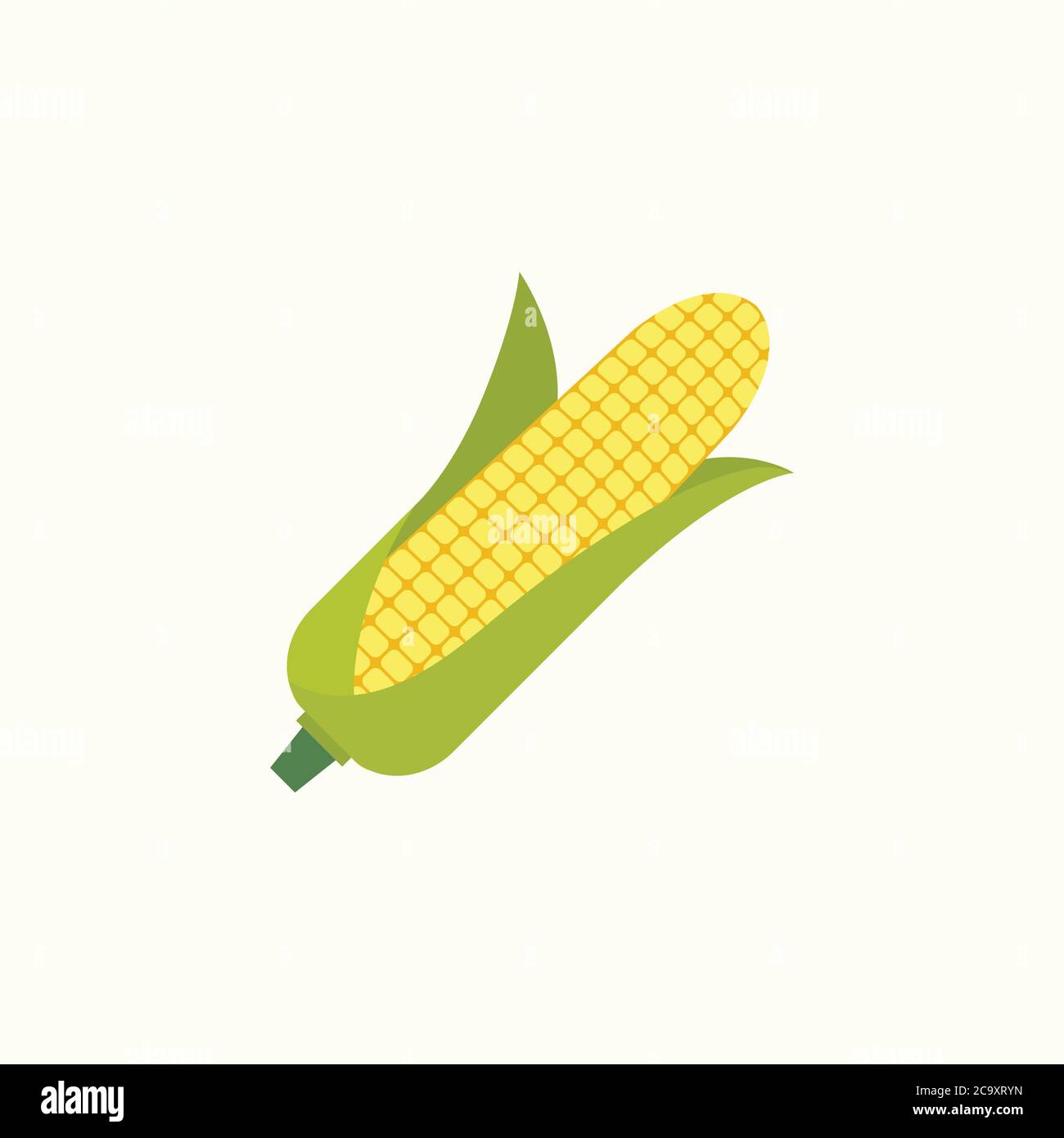 Corn cob in a green husk isolated on white background. Flat style ...