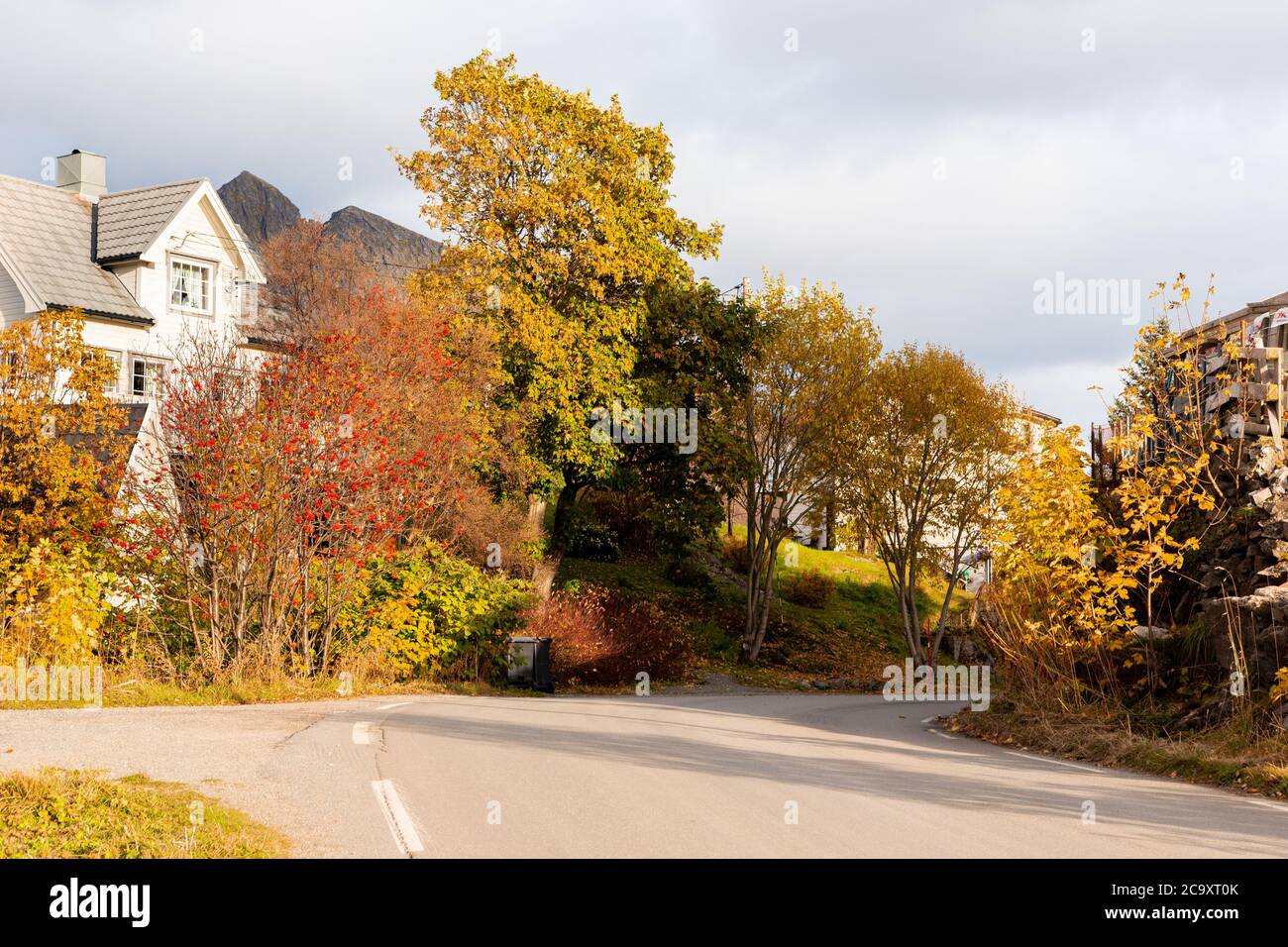 Autumn city street in Europe Stock Photo - Alamy