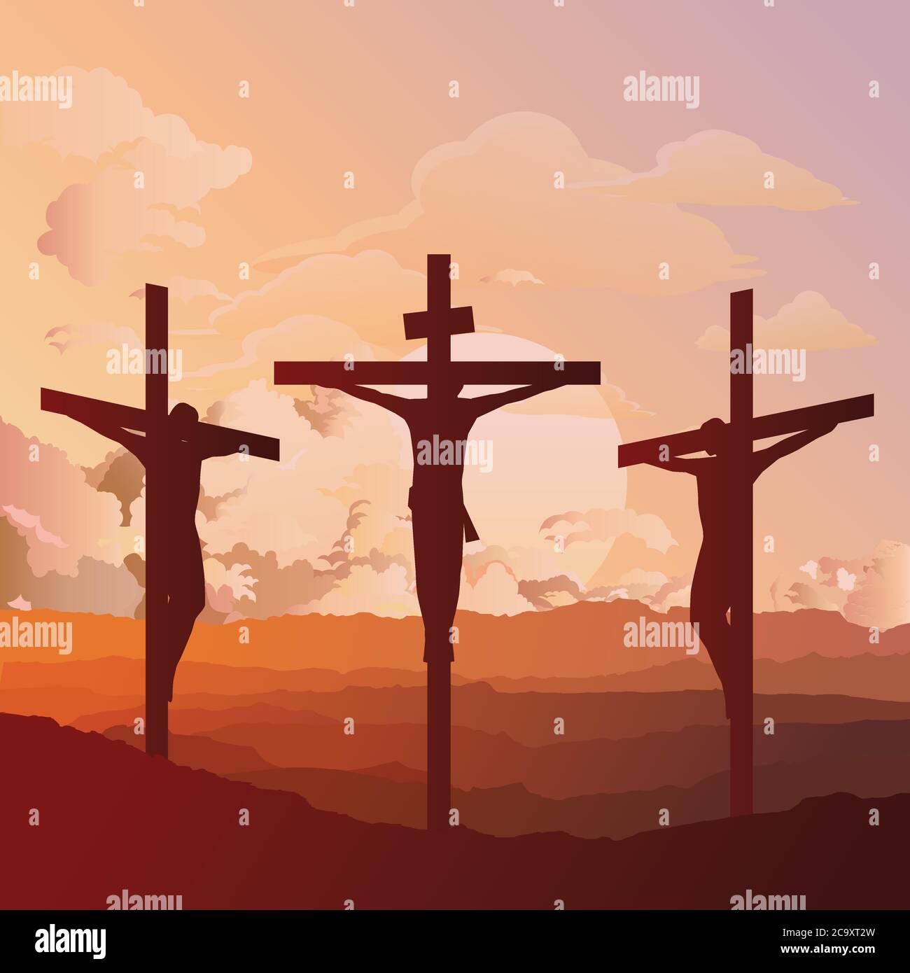 Black Jesus On The Cross With The Two Thieves