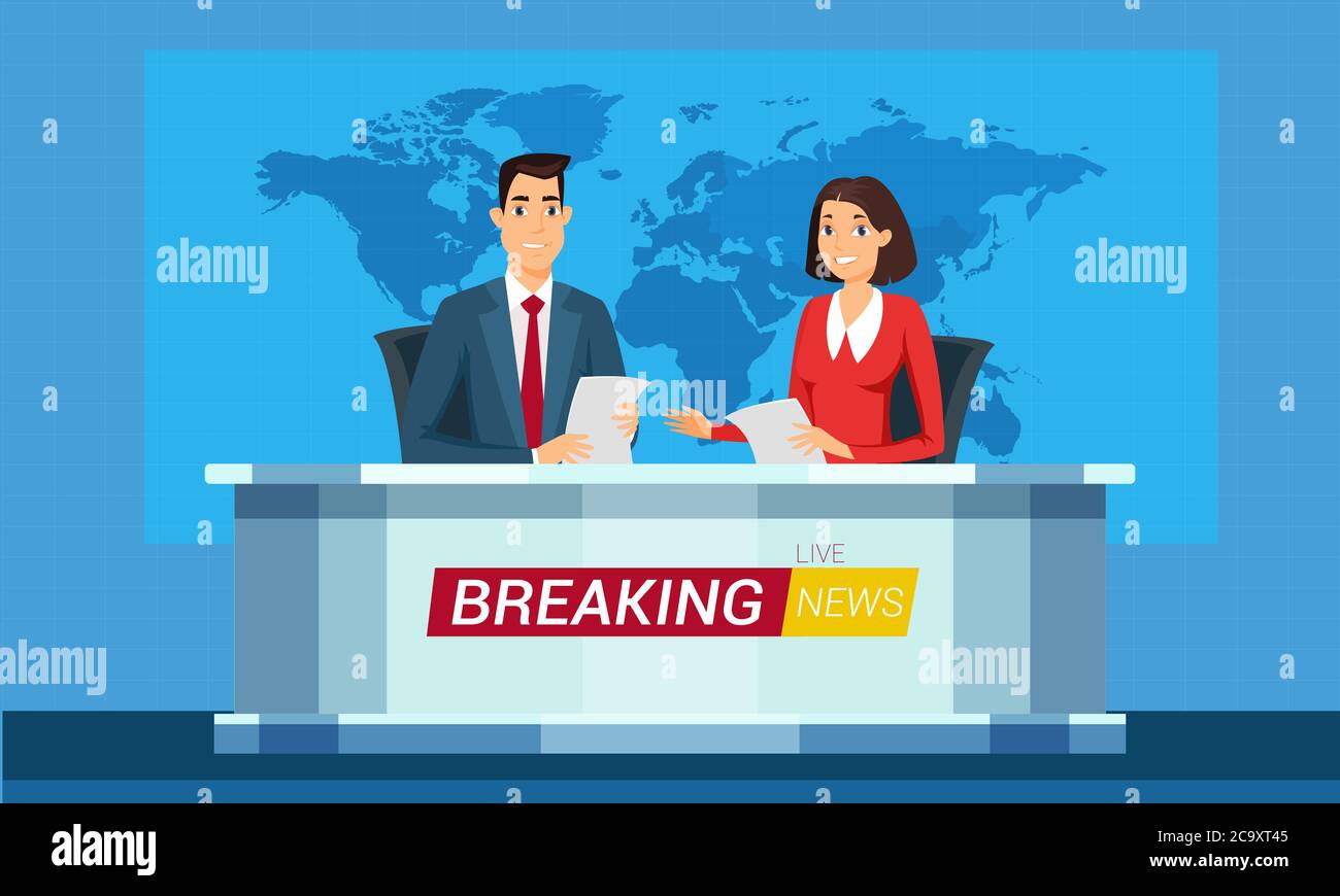Live breaking news cartoon vector illustration Stock Vector Image & Art ...