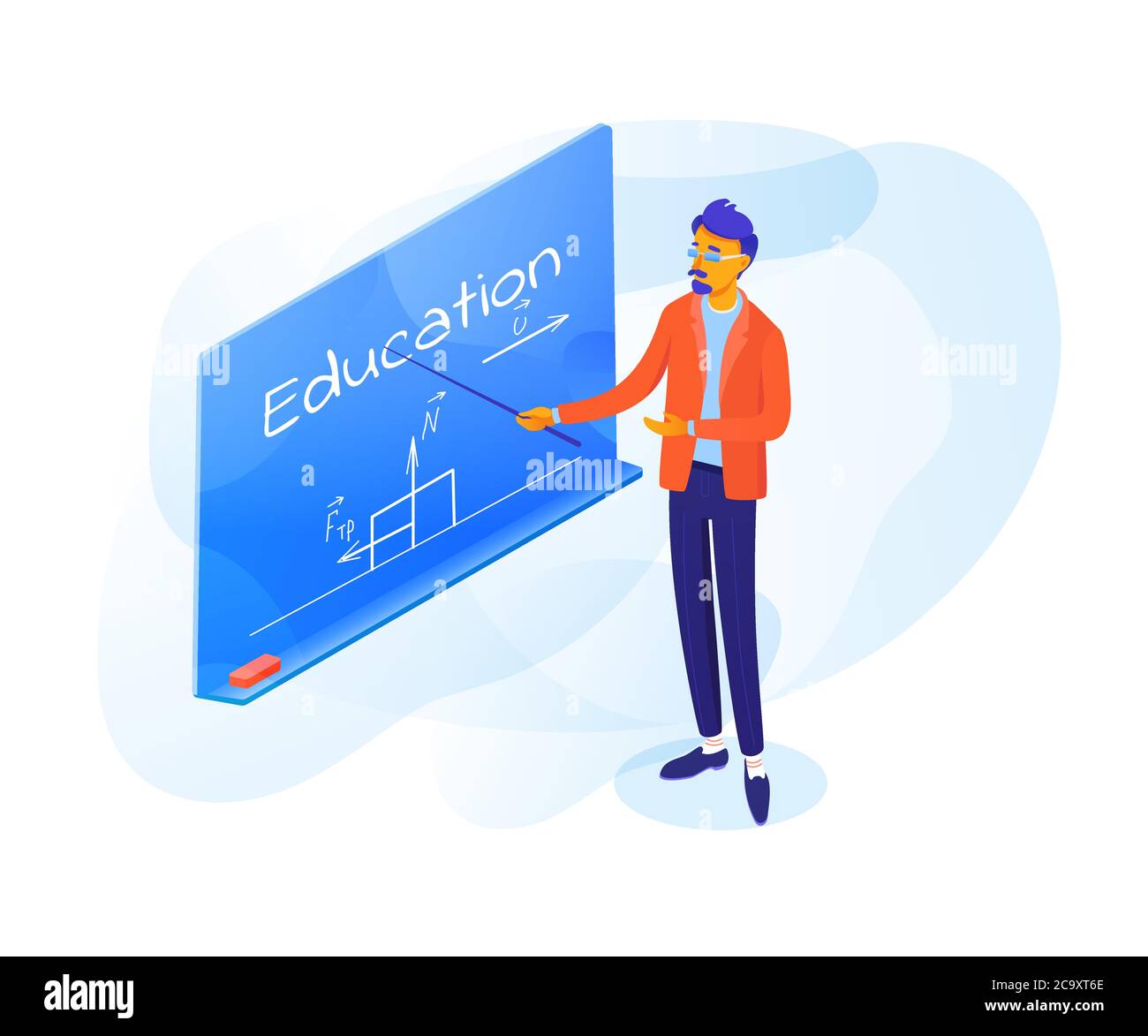 Teacher pointing on blackboard vector illustration Stock Vector Image ...