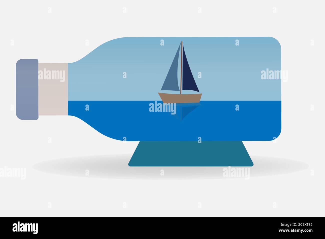 Sailboat inside a bottle in horizontal position Stock Vector Image ...