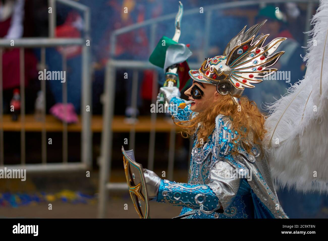Diablada dancers in ornate costumes parade through the mining city of ...