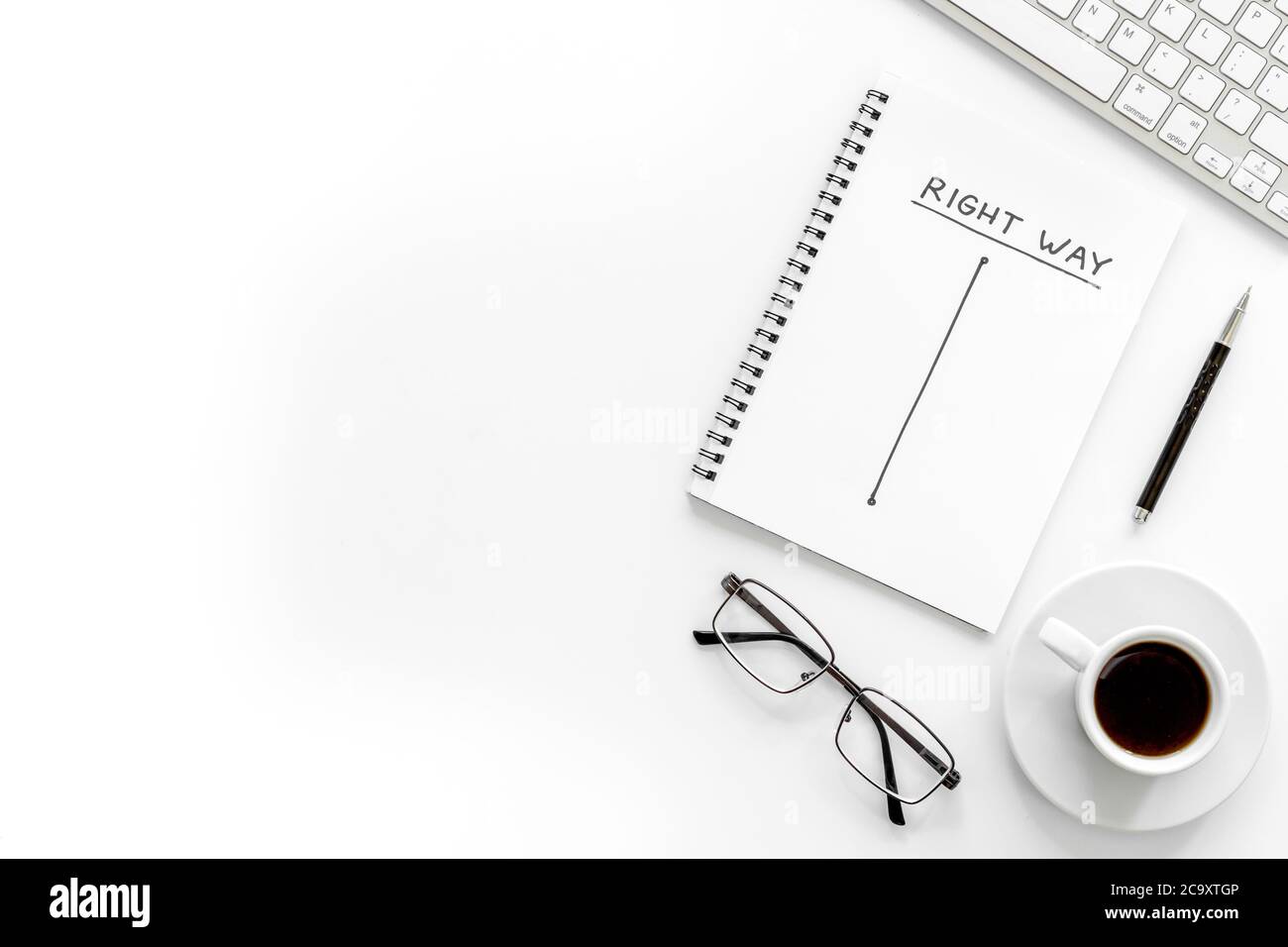 Right way illustration. Straight line in notebook copy space Stock ...