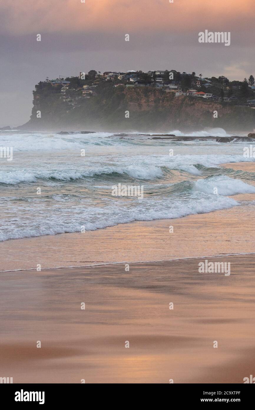 Bilgola beach during a golden sunrise Stock Photo - Alamy