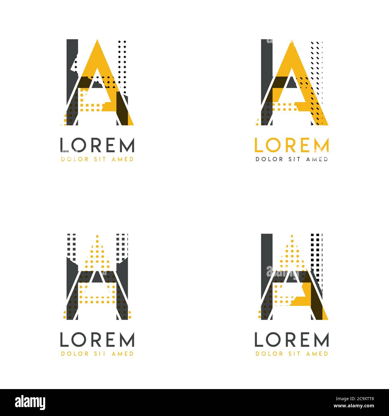 a set with four abstract AH logo. Suitable for websites and corporate ...