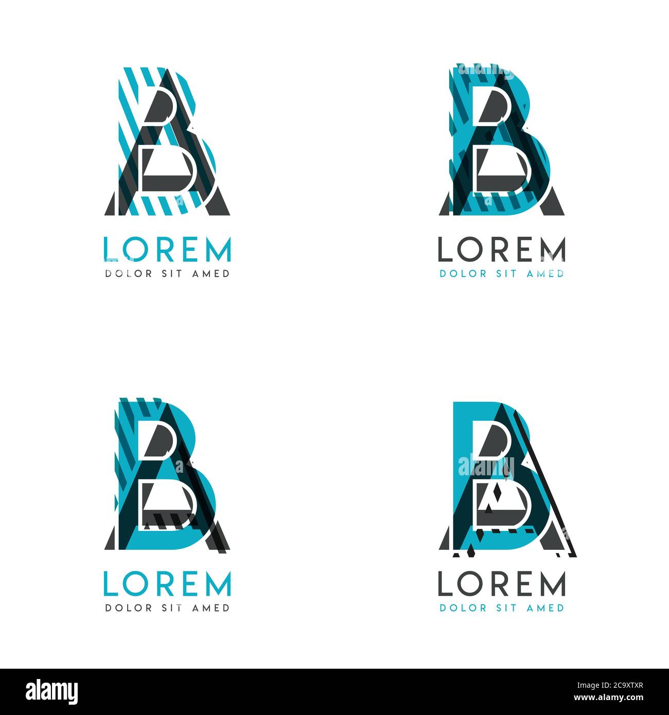 The BA Logo Set of abstract modern graphic design.Blue and gray with ...
