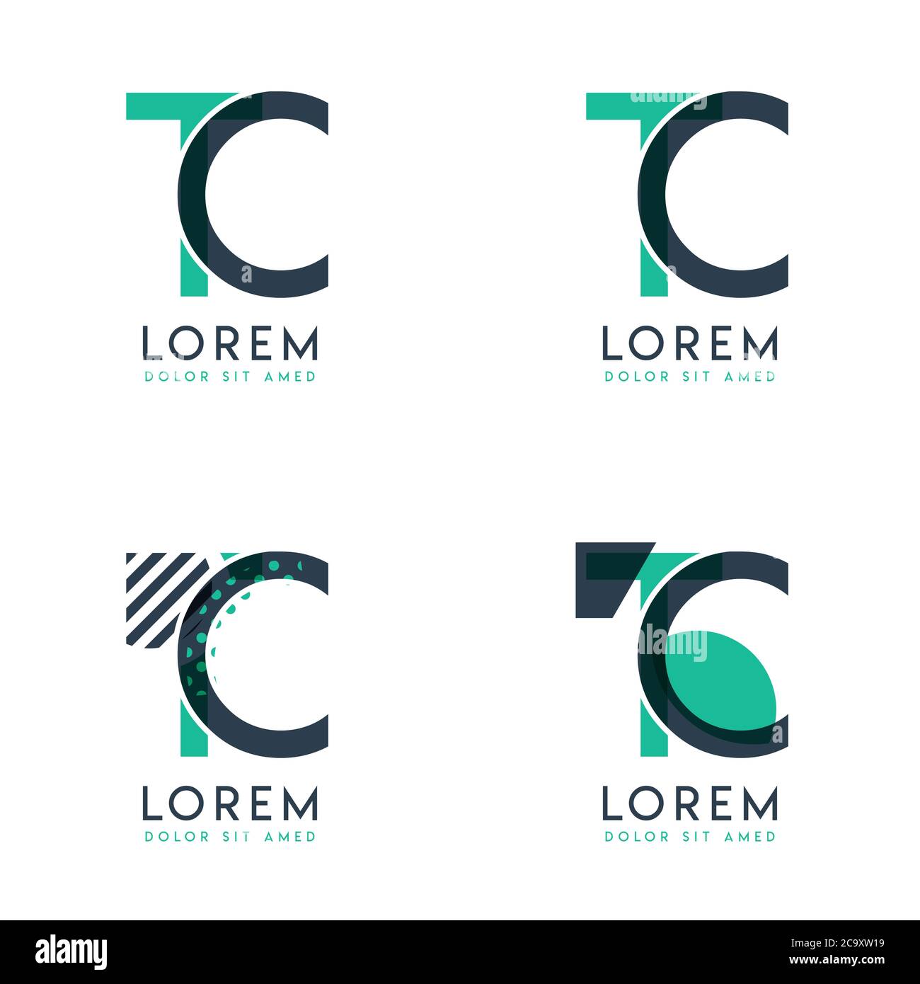 Four abstract CT logo posts set with dot and slash, green and black ...