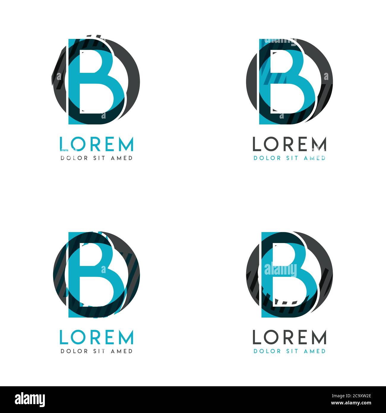 The BO Logo Set of abstract modern graphic design.Blue and gray with ...
