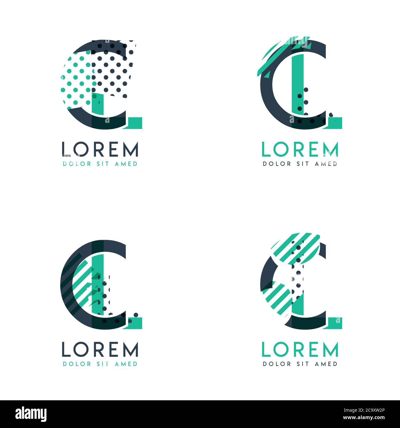 Four abstract CL logo posts set with dot and slash, green and black ...