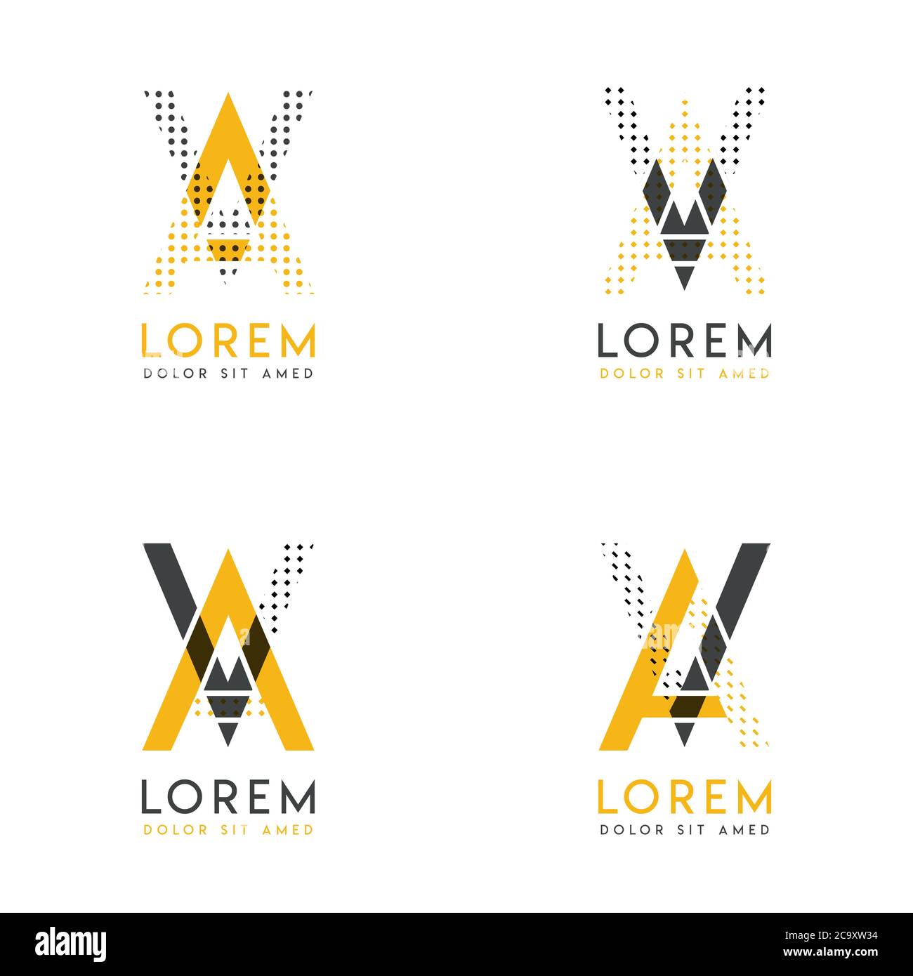 a set with four abstract AV logo. Suitable for websites and corporate ...