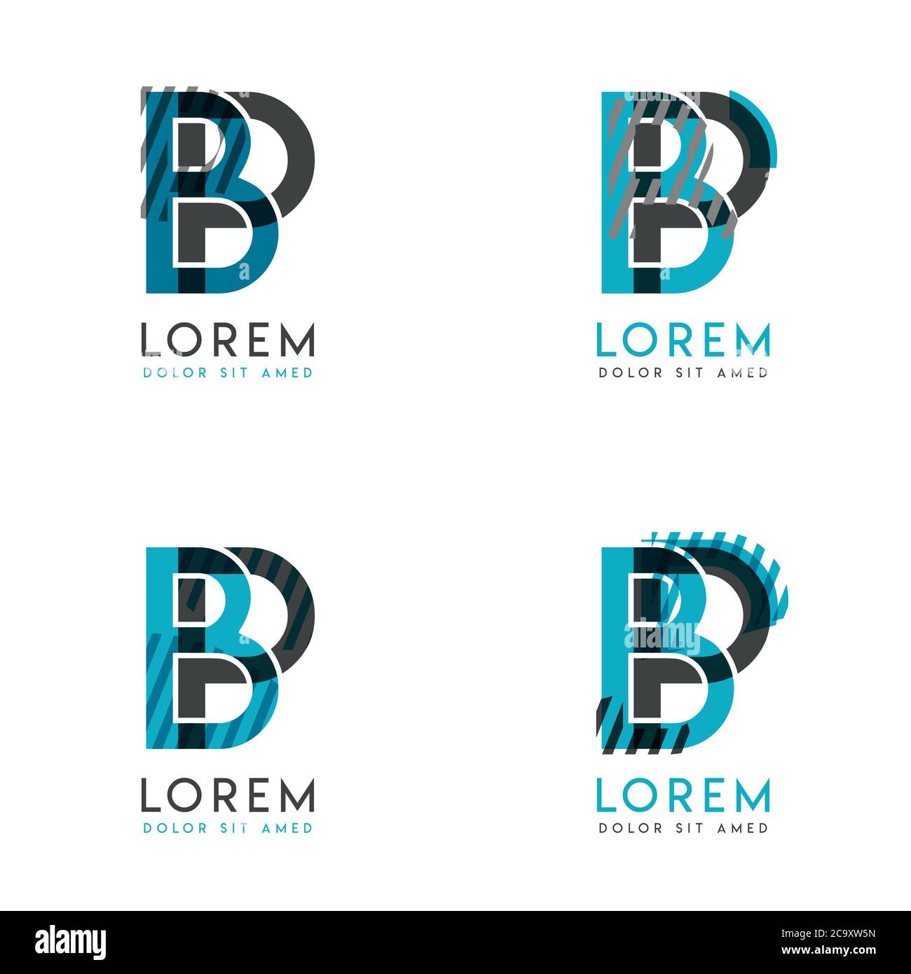 The BP Logo Set of abstract modern graphic design.Blue and gray with ...