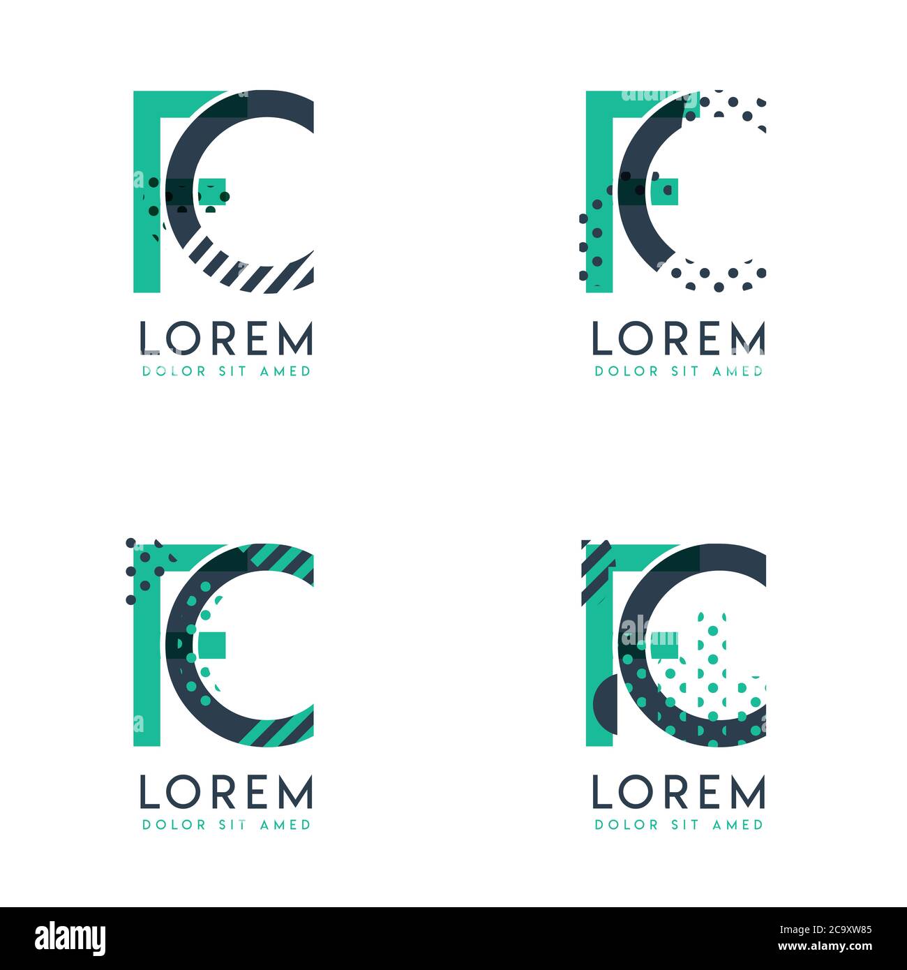 Four abstract CF logo posts set with dot and slash, green and black ...