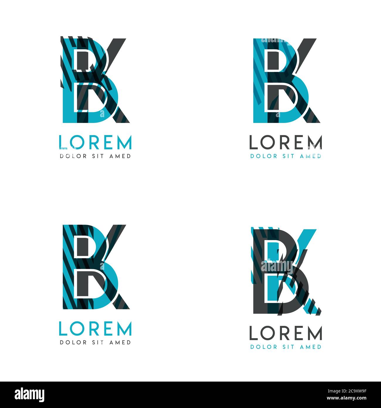 The BK Logo Set of abstract modern graphic design.Blue and gray with ...