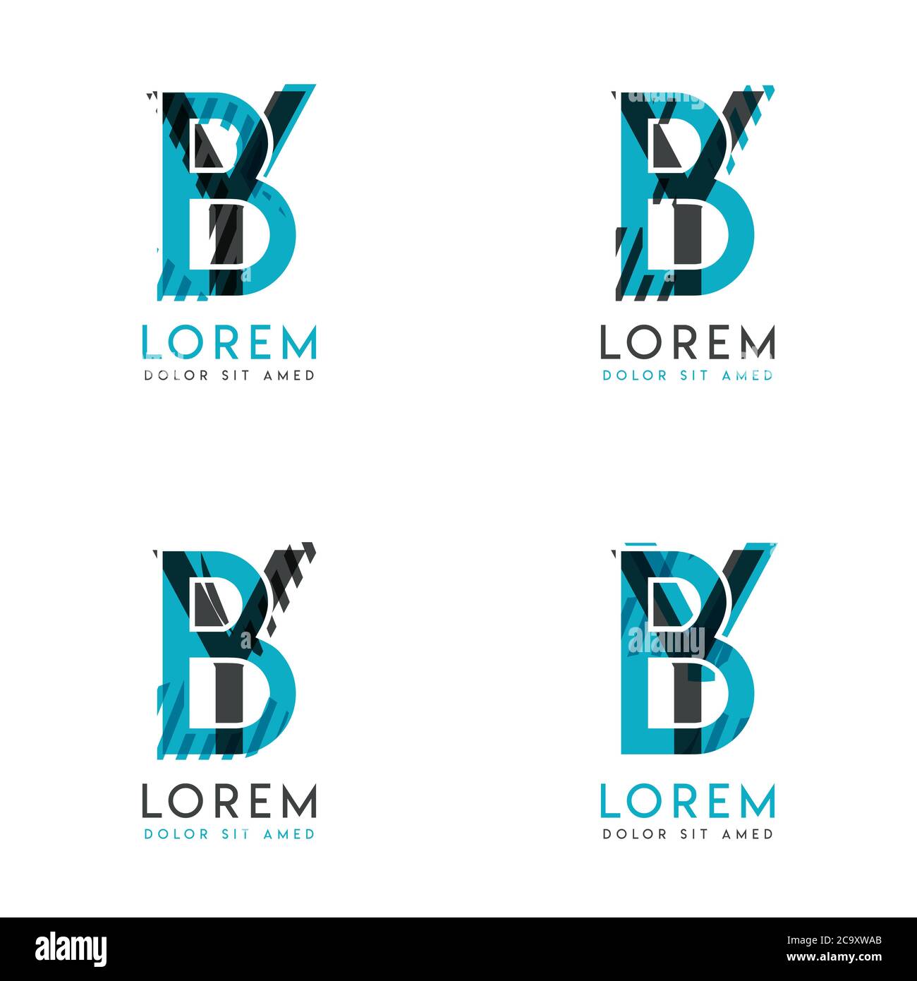 The BY Logo Set of abstract modern graphic design.Blue and gray with ...