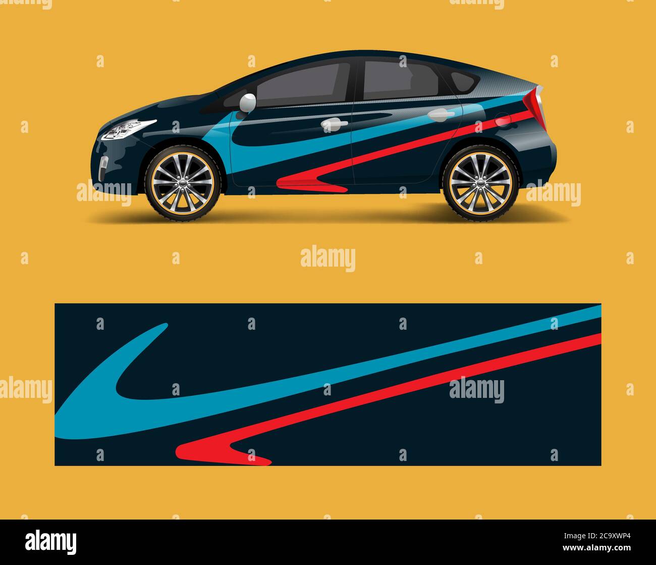 Car decal wrap design vector with wave element . Graphic abstract wave ...