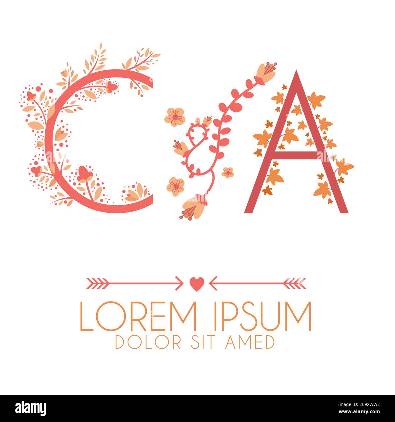 Letter C and A Logo, Letter C and A Wedding invitation Logo Stock ...