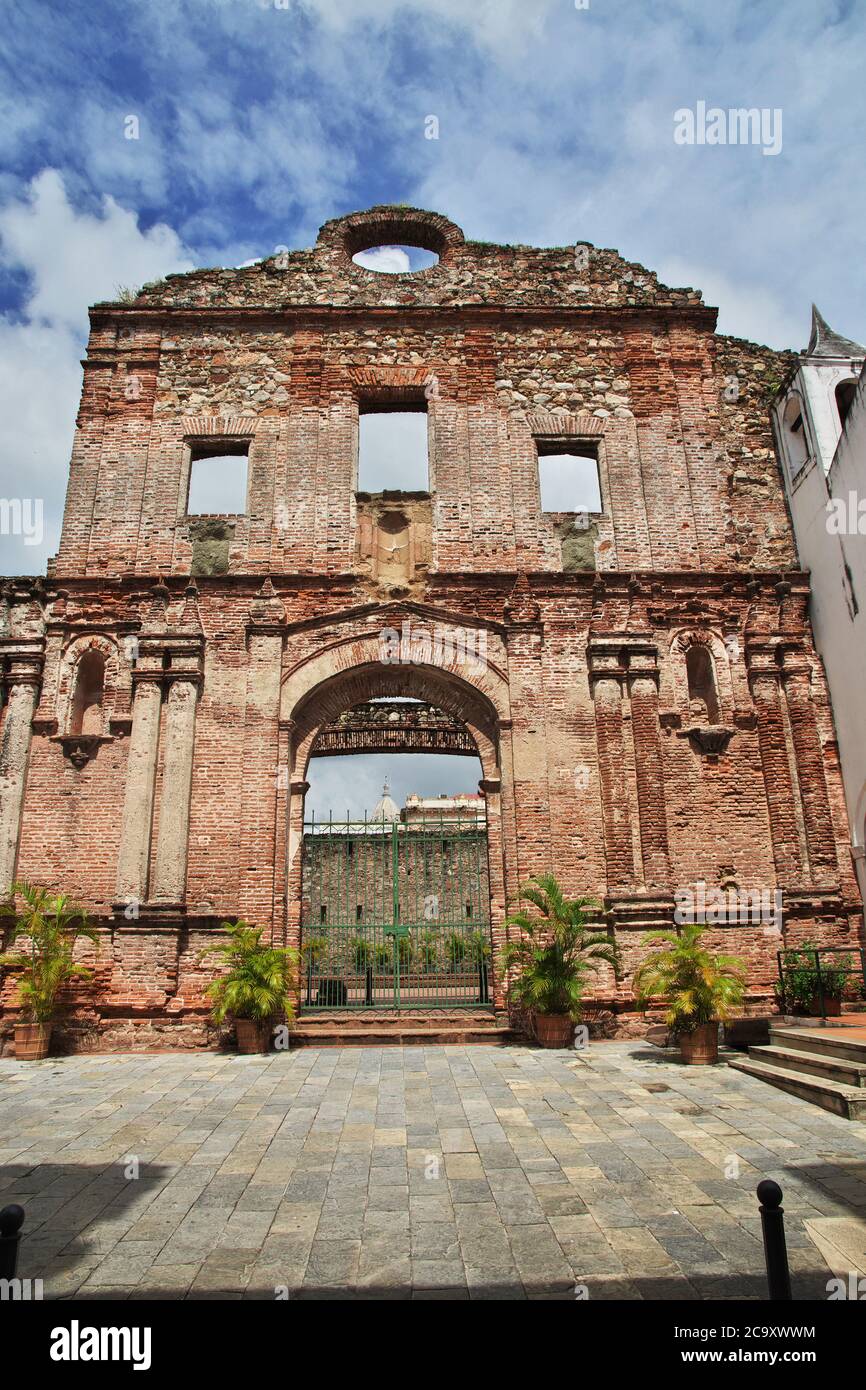 Ruins of church in Casco Viejo, Panama city, Central America Stock ...