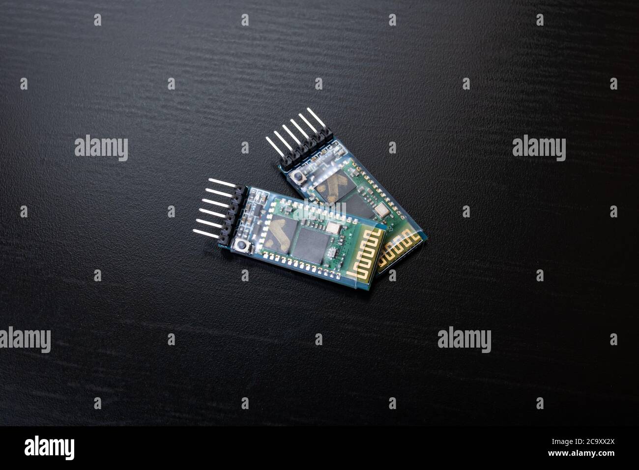 Two small green boards for an electronic device Stock Photo - Alamy