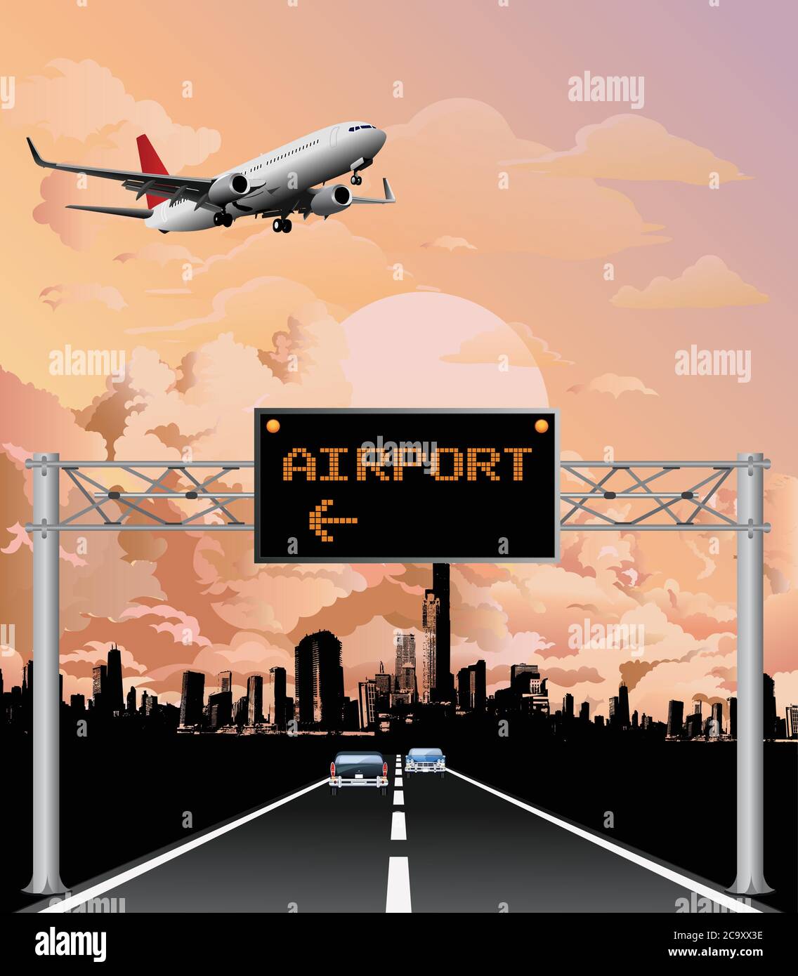 A plane taking off from city airport Stock Vector Images - Alamy