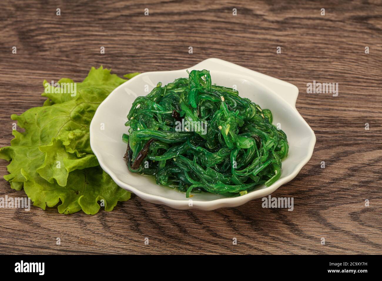 Green Chuka Seaweed Salad Isolated on White Background Top View. Wakame ...