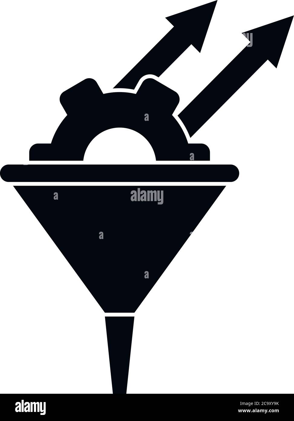 Conversion rate gear funnel icon. Simple illustration of conversion ...