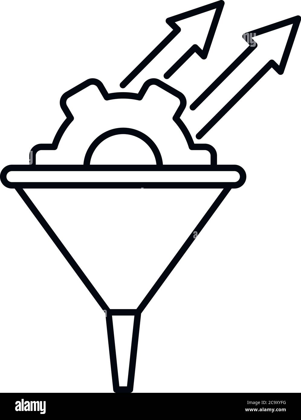 Conversion rate gear funnel icon. Outline conversion rate gear funnel ...