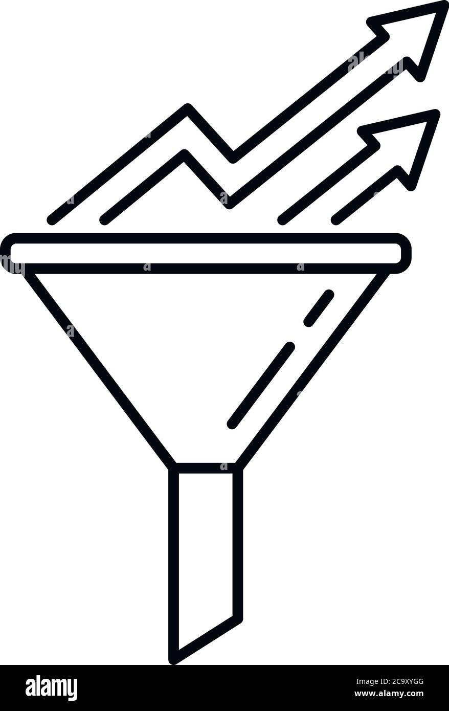 Conversion rate graph funnel icon. Outline conversion rate graph funnel ...
