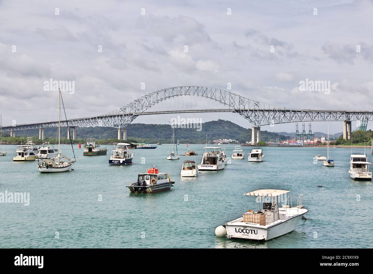 Bridge of the Americas, Panama canal, Central America Stock Photo - Alamy