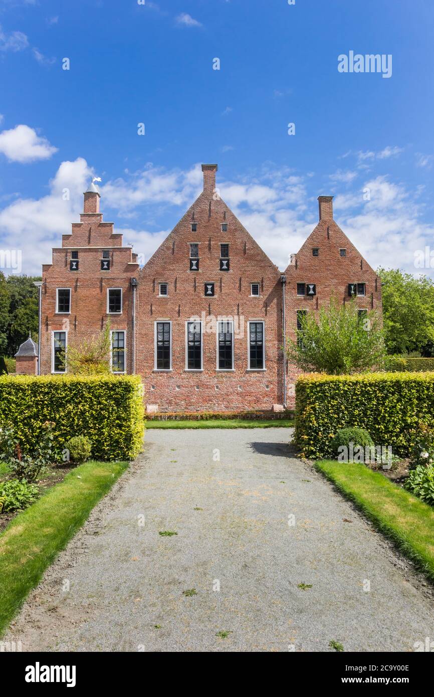 Facade of the historic Menkemaborg building in Uithuizen, Netherlands ...