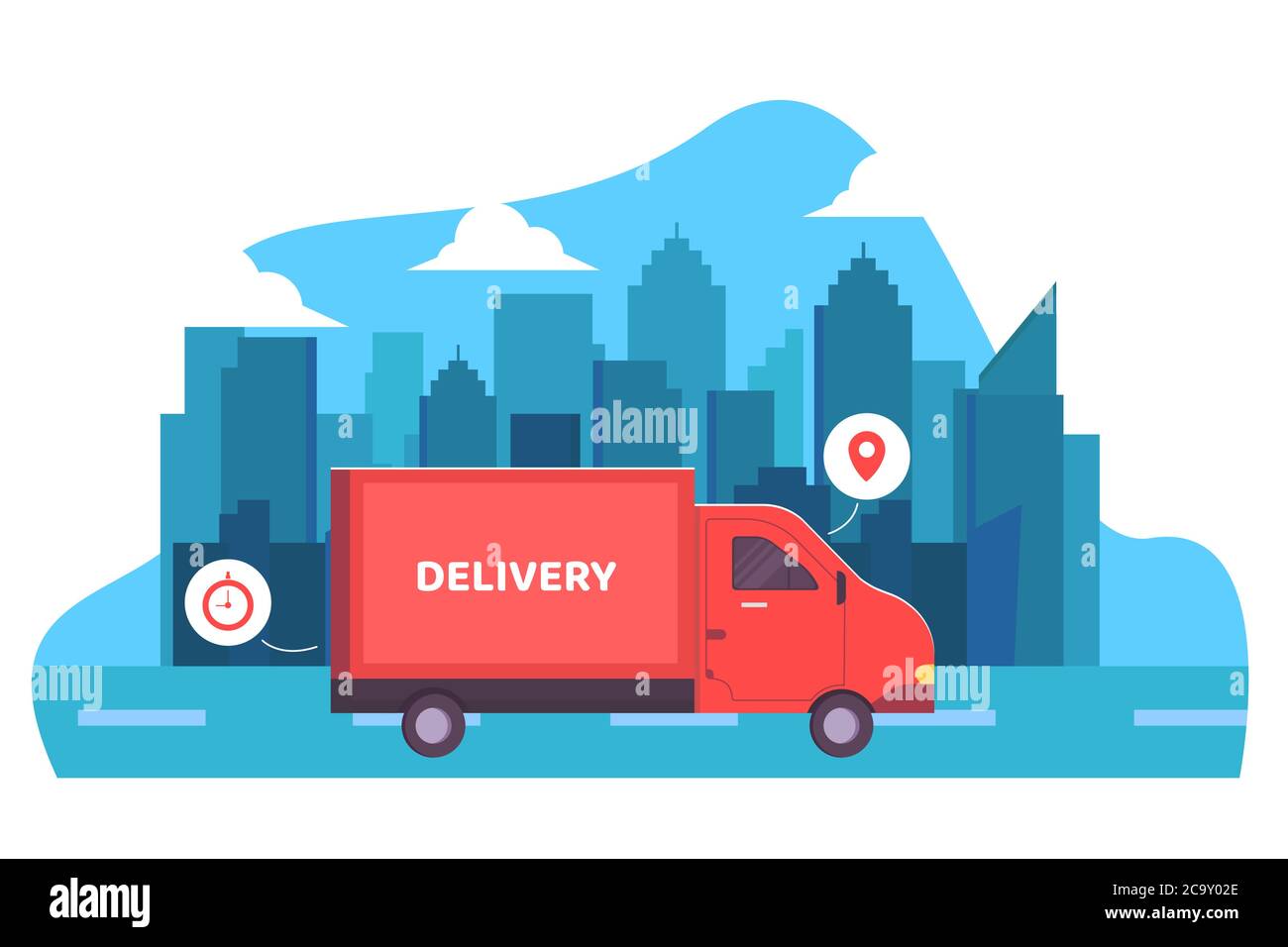 Delivery truck and house Stock Vector Images - Alamy