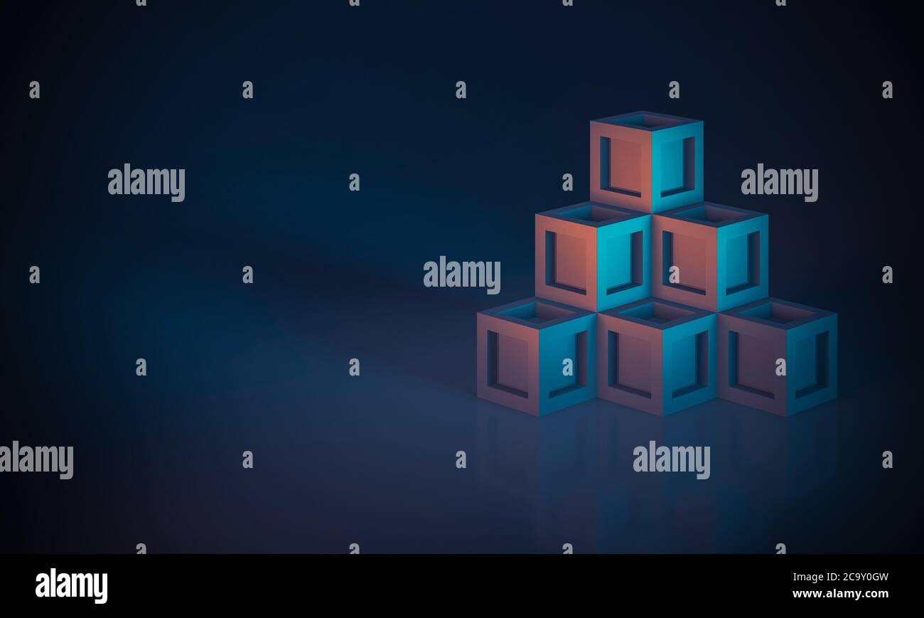 stacked cubes 3d render minimal geometric background Stock Photo - Alamy