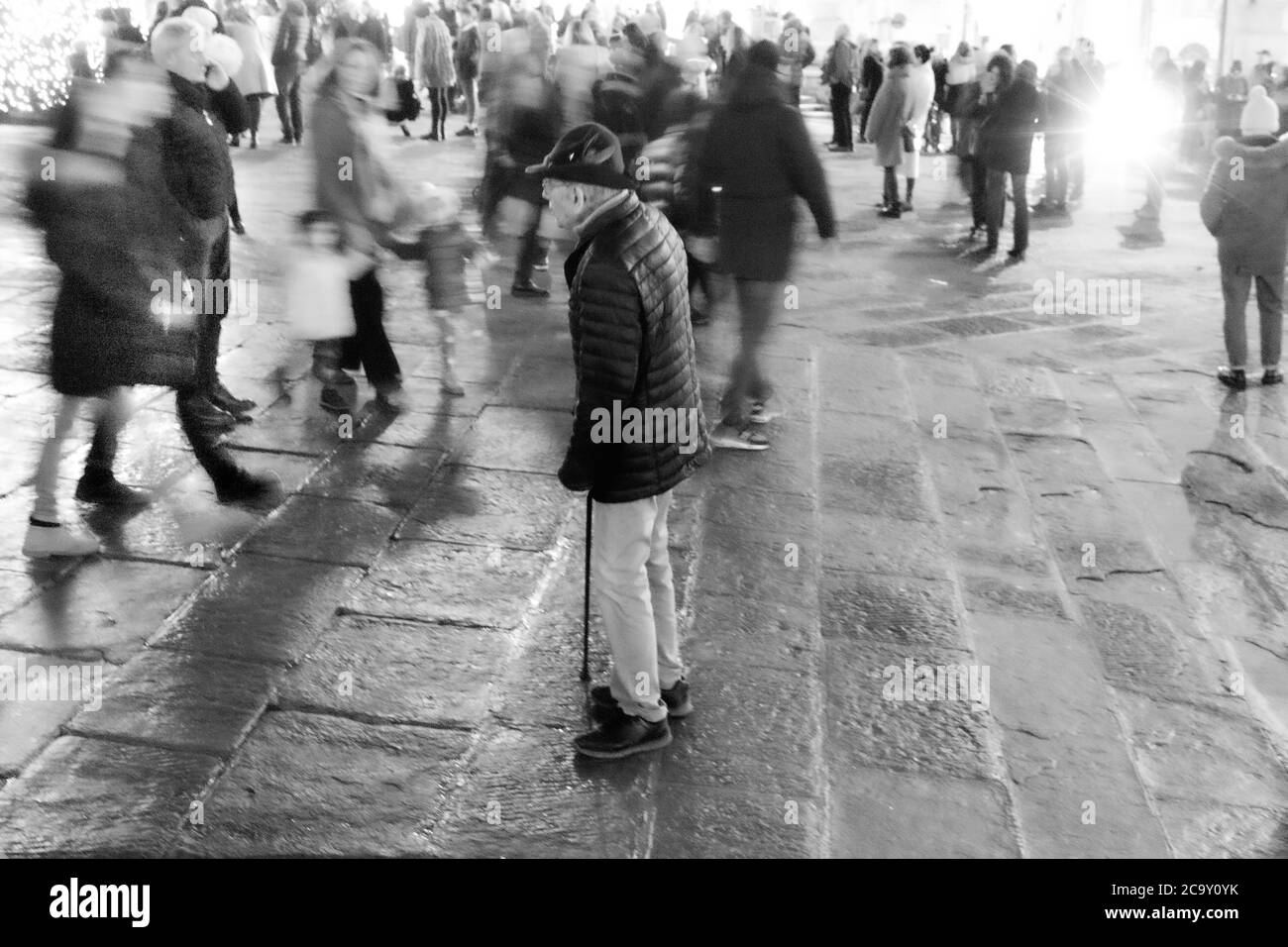 the loneliness of the old man in the crowd Stock Photo - Alamy