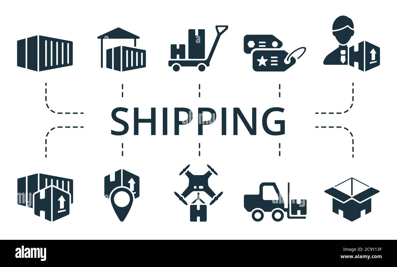 Shipping icon set. Collection contain pack of pixel perfect creative ...