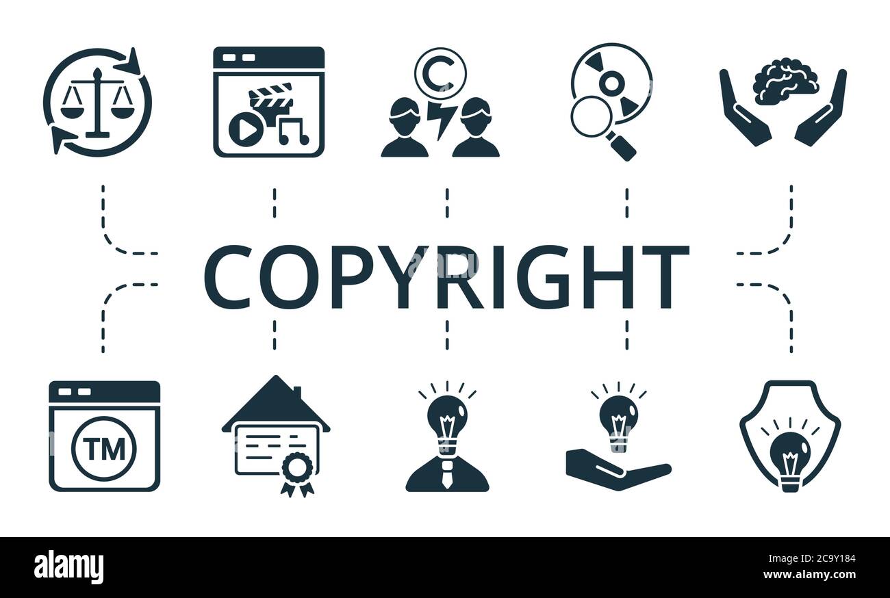 Copyright icon set. Collection contain pack of pixel perfect creative ...
