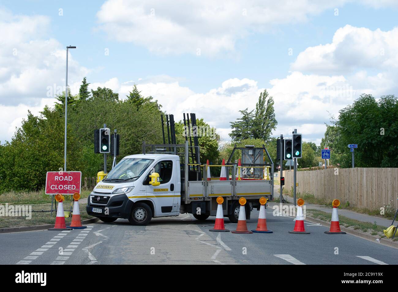 Slough, Berkshire, UK. 2nd August, 2020. Road closures in Datchet as ...