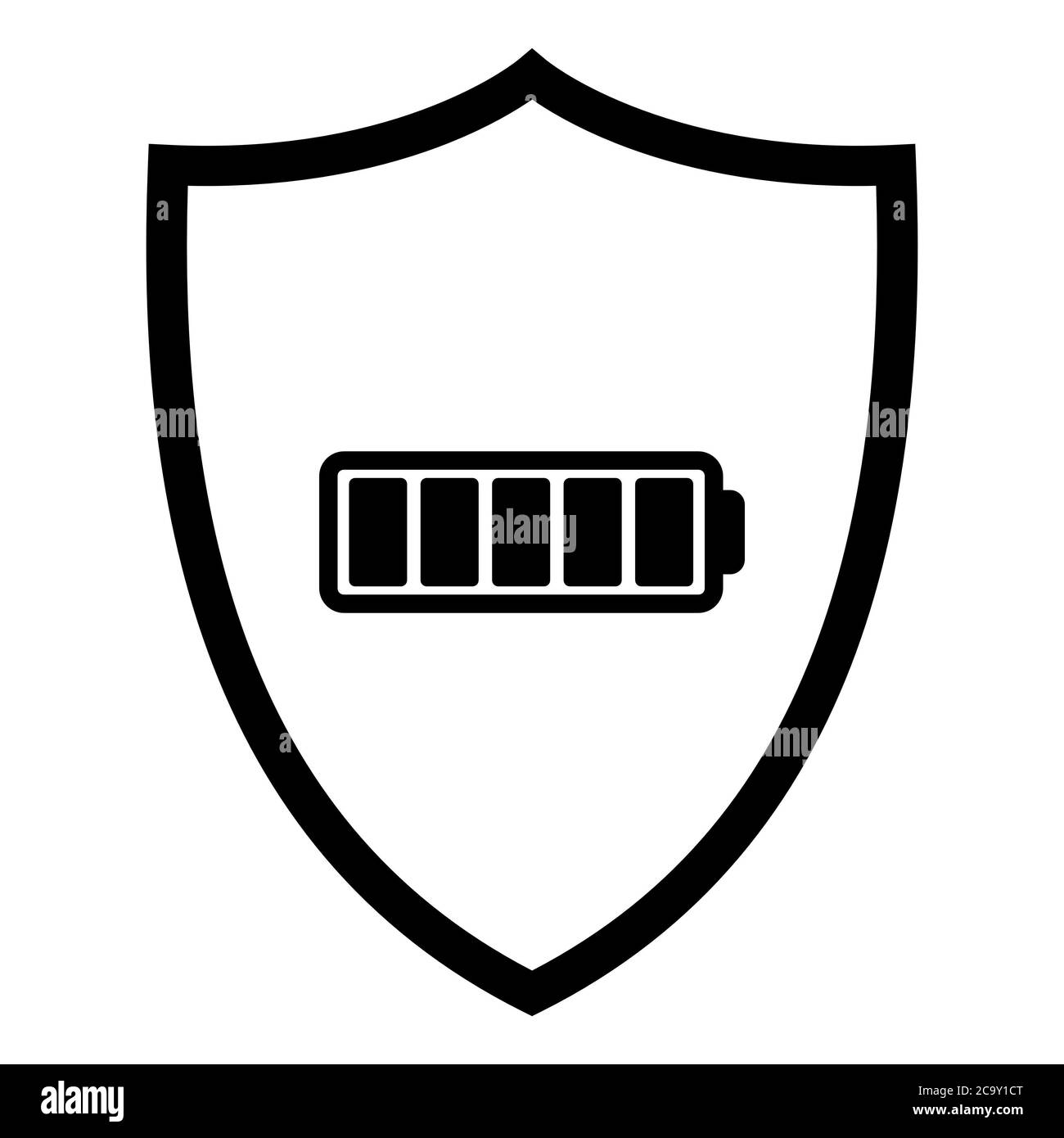 Battery and shield Stock Photo - Alamy